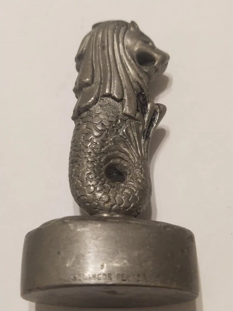 VINTAGE MERLION SELANGOR Pewter Paperweight Singapore Merlion Bell ...