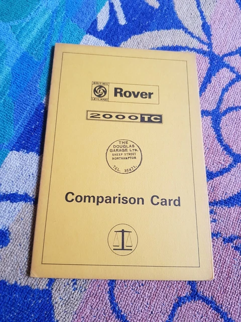 ROVER P6 2000TC Car Salesman's Competitor Comparison Card 1970s VGC ...