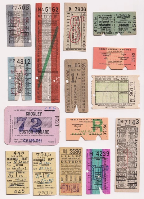 VINTAGE UK RAILWAY Bus Tickets 1940s-1960s GCR LMSR London Transport ...