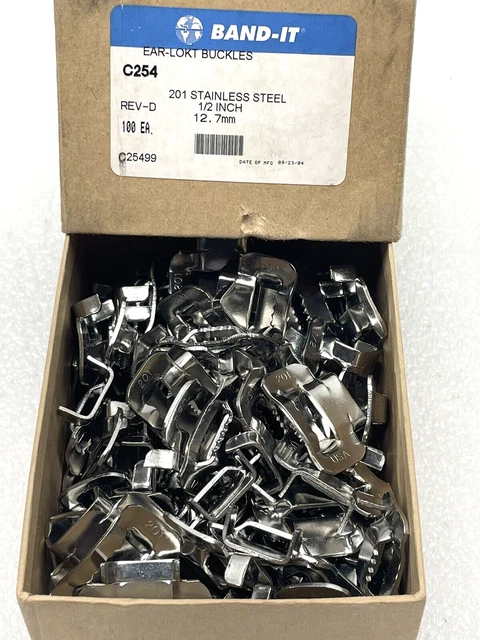 BAND-IT C254 HEBILLAS OREJA-LOKT CAJA DE 100 ACERO INOXIDABLE 201 REV-D ...