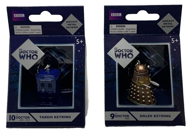DOCTOR WHO DIECAST Metal Keyrings 1.5" Dalek & Tardis 9th & 10th ...