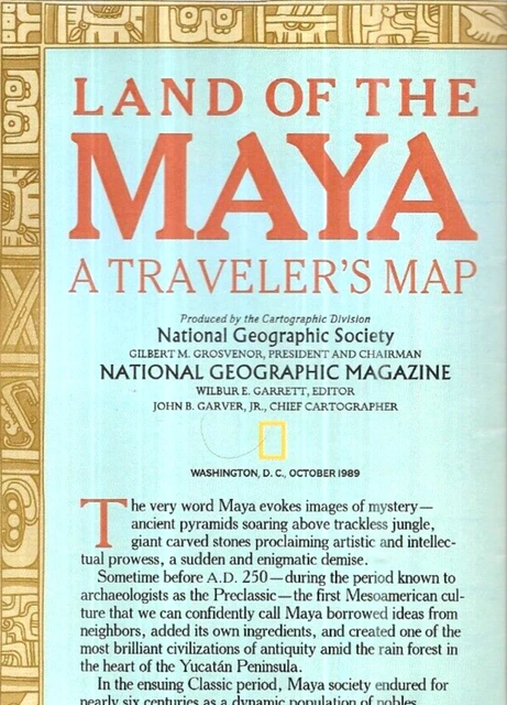 LAND OF THE Maya, A Traveler's Map by National Geographic - October ...