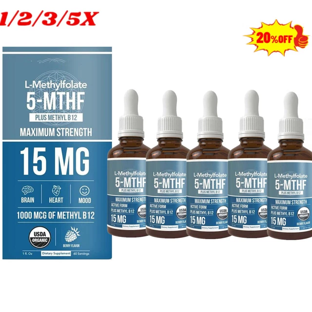 L-METHYL FOLATE 5-MTHF Drops 1000 Mcg - Liquid Vitamins Folate ...