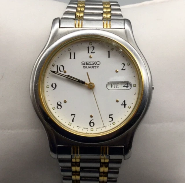 VINTAGE SEIKO WATCH Men Silver Gold Two Tone Day Date For Parts or Repair EUR 18,50 - PicClick IT