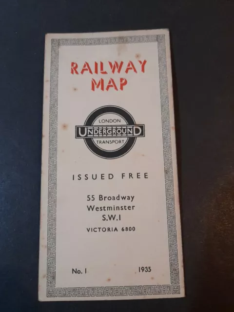 1935 LONDON UNDERGROUND Transport Railway Map No. 1 Harry Beck Tube Map ...
