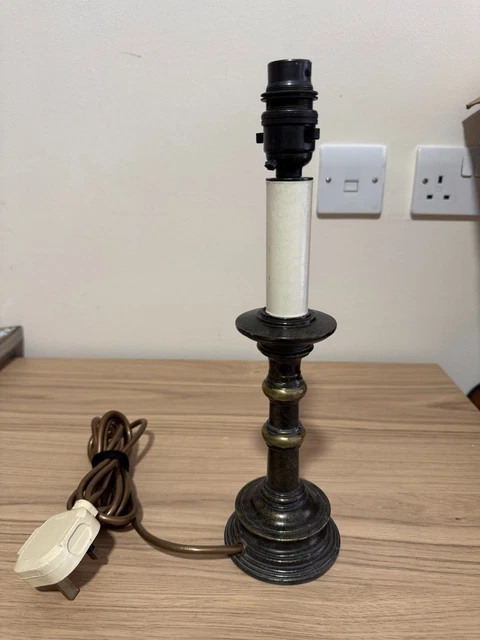 VINTAGE BRASS CANDLESTICK Style Laura Ashley Table Lamp Fully Working £ ...