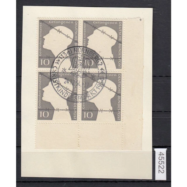 BUND 1953, MICH Nr 165 LUXUS Eckrand 4er Block Vollstempel Christkindle ...