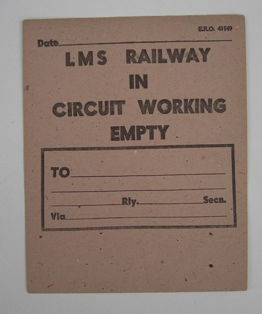 ORIGINAL UNUSED LMS Railway Wagon Label In Circuit Working Empty ERO ...