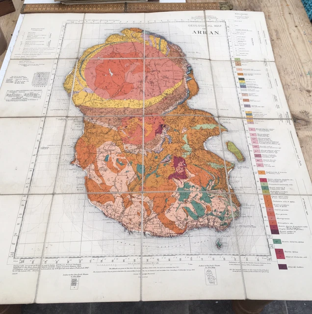 VINTAGE MAP, VINTAGE Geological Map Of Arran, 1947 Edition, Vintage OS ...