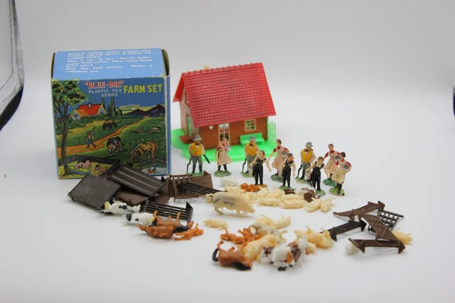 BLUE BOX PLASTIC Toys Series Farm Set Made In Hong Kong Very Rare £47. ...