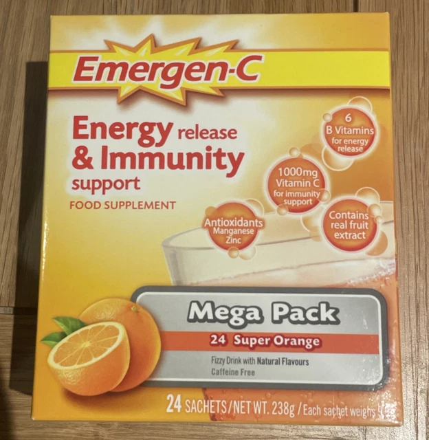 EMERGEN-C 1000MG VITAMIN C Supplement 24 Sachets Super Orange Drink £9. ...