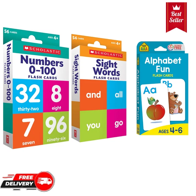 FLASH CARDS: NUMBERS 0-100, Sight Words & Alphabet Fun for Kids ...
