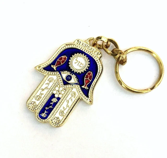 MAZAL HAMSA LUCKY Key Chain Ring EVIL EYE Jewish Judaica Amulet Success ...