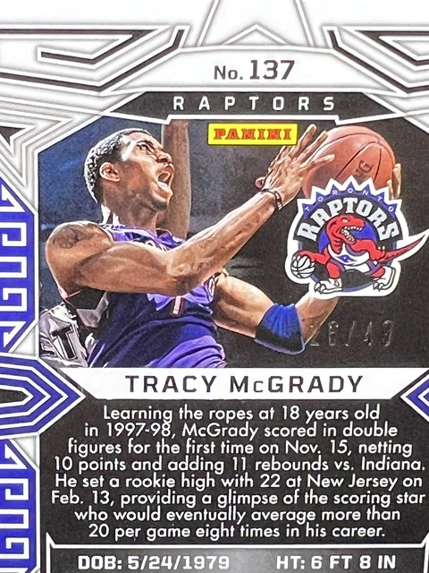 2022-23 PANINI OBSIDIAN Tracy McGrady #137 Purple /49 Raptors Color ...