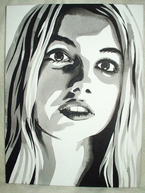 LIENZO PINTURA ACTRIZ Hannah Murray Blanco y Negro Arte 40.6x30.5cm ...
