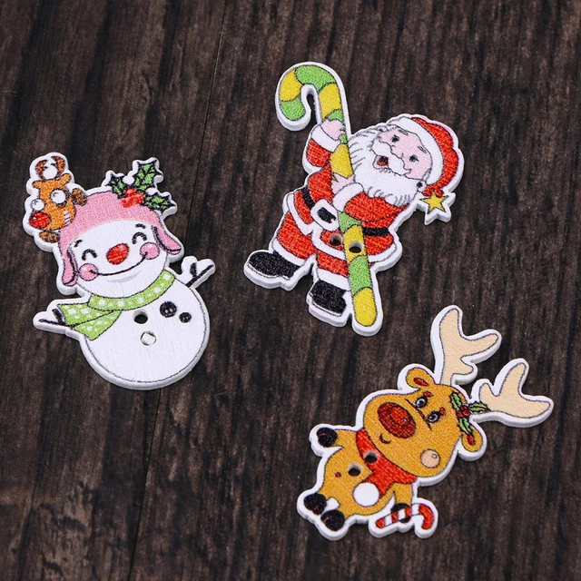 50 PCS CUTE Christmas Buttons Embellishments Cartoon Craft Snowman £5. ...