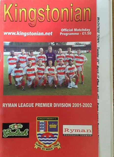KINGSTONIAN V BRAINTREE Town 2001-02 £1.30 - PicClick UK