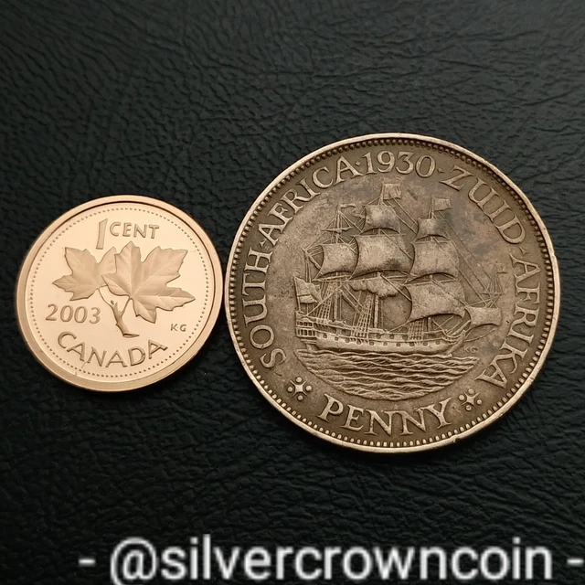 AFRICA SOUTH 🇬🇧 1 Penny 1930. KM#14.2. One Cent coin. Sailing Ship ...