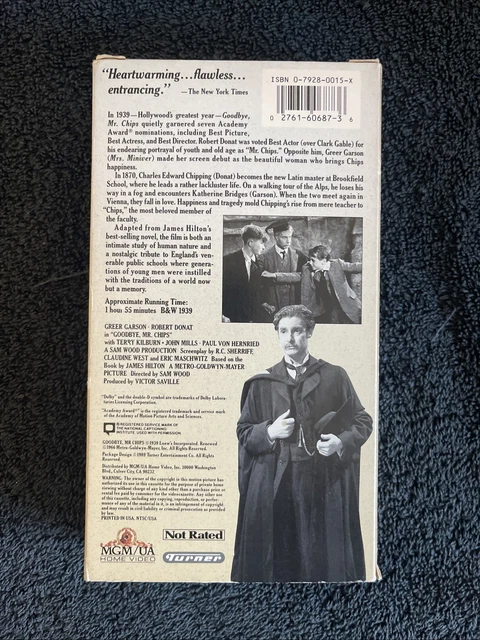 GOODBYE, MR. CHIPS VHS (MGM/UA Home Video, 1989) Greer Garson ~ Robert ...
