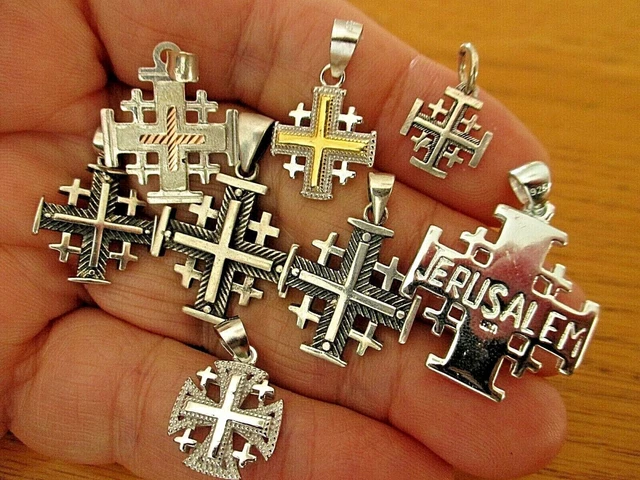 LOT DE 8 belles croix de croisés de Jérusalem en argent sterling 925 de ...