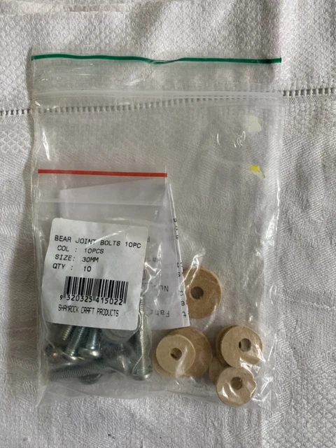 UNBRANDED WOODEN BEAR Joints, size 20mm, BOLTS style. make teddy bears ...