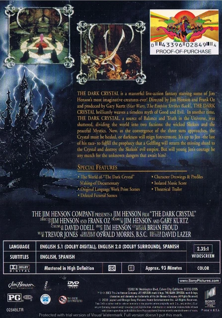 THE DARK CRYSTAL (DVD, 2006) Jim Henson Frank Oz Drama Fantasy Sci-Fi ...