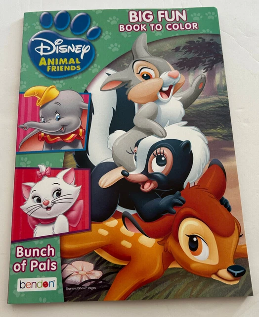 DISNEY ANIMAL FRIENDS Big Fun Book To Color Dumbo Bambi Lion King ...