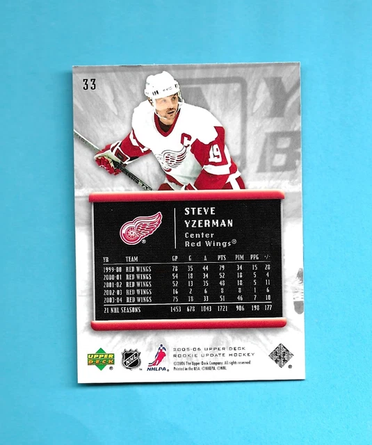 2005-06 UD ROOKIE Update Card #33 STEVE YZERMAN DETROIT RED WINGS ...