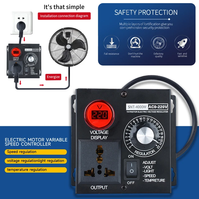 ELECTRIC MOTOR VARIABLE Speed Controller - 120V~220V 15A 4000W AC Motor ...