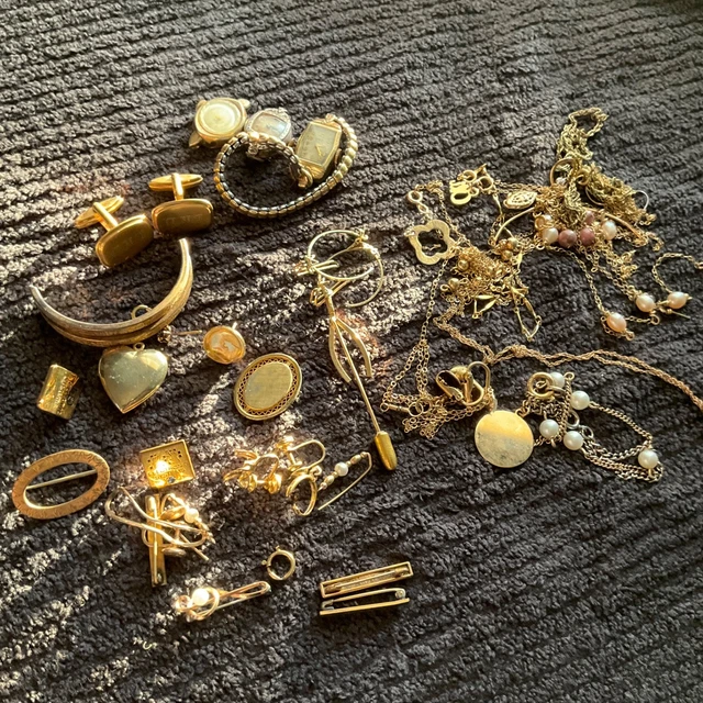 VINTAGE GOLD FILLED Jewelry SCRAP lot 103 Grams, recovery, reuse $275. ...