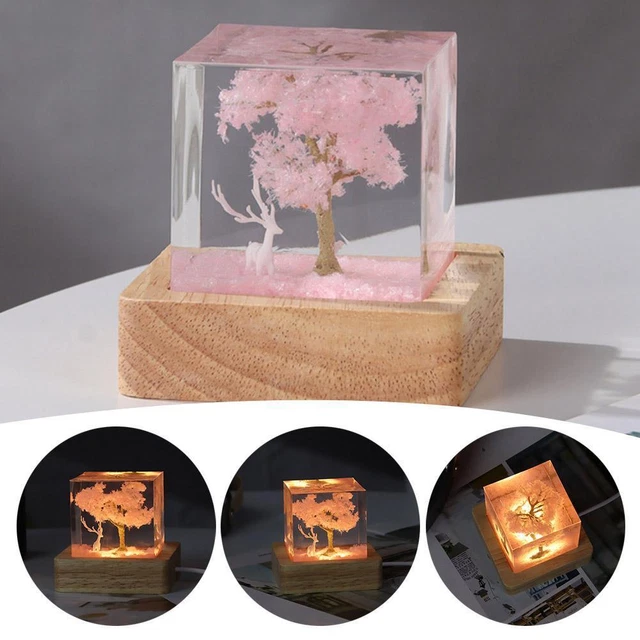 WHITE STAG CHERRYBLOSSOM tree Lamp Diorama Resin Night resin LED Light ...