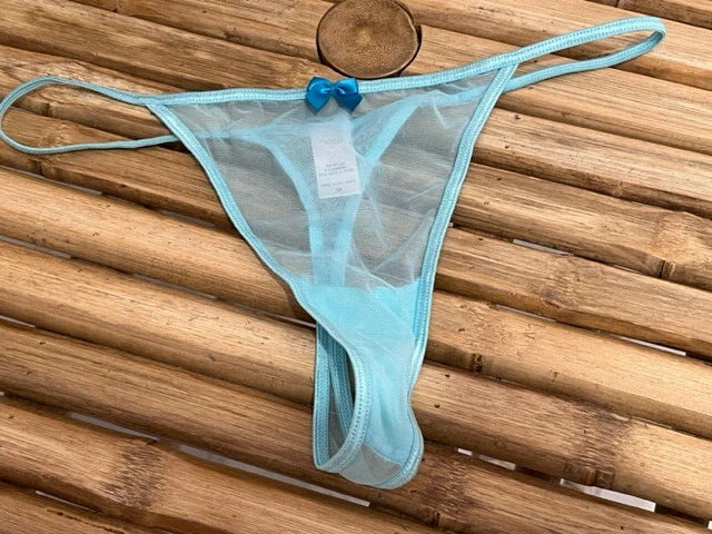 VINTAGE VICTORIAS SECRET ANGELS MESH STRETCH STRING THONG BIKINI PANTY ...