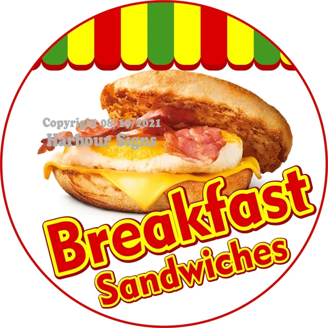 BREAKFAST SANDWICH DECAL (Choose Size) Concession Food Truck Circle ...