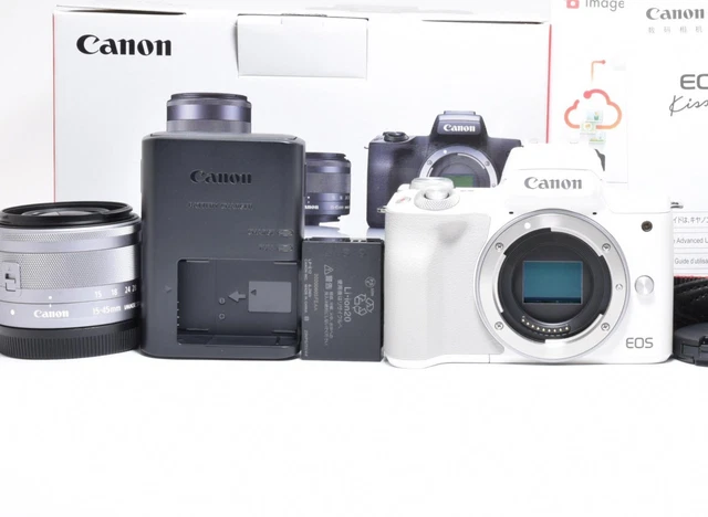 CANON EOS M50 Mark II EOS Kiss M2 EF-M 15-45 LENS KIT WHITE [Near Mint ...