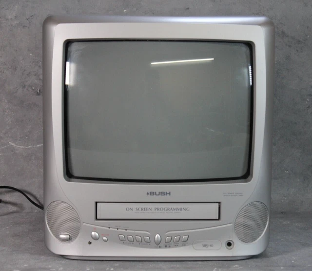 BUSH BTV18SIL/VA 14& CRT Cube TV & VHS VCR Player Combi Silver Retro Gaming £79.99 - PicClick UK