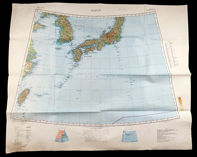 WW2 MAP OF Japan China Shanghai Korea Taiwan Military Allied War Office ...
