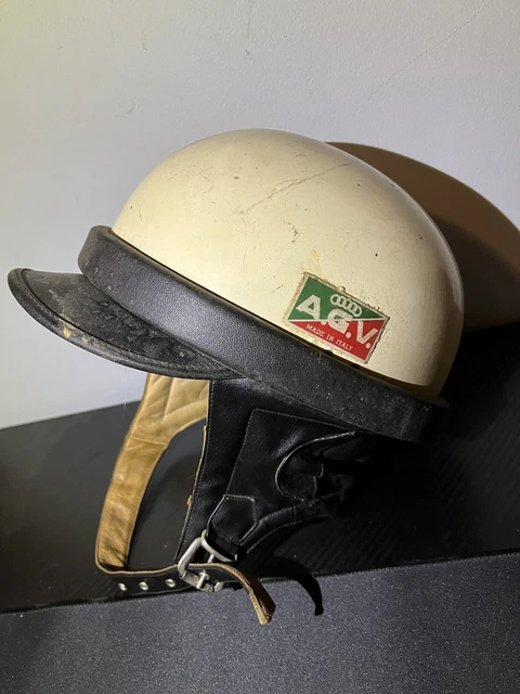 VINTAGE A.G.V. VALENZA Motorcycle CAFE RACER Helmet Rare Made In Italy ...