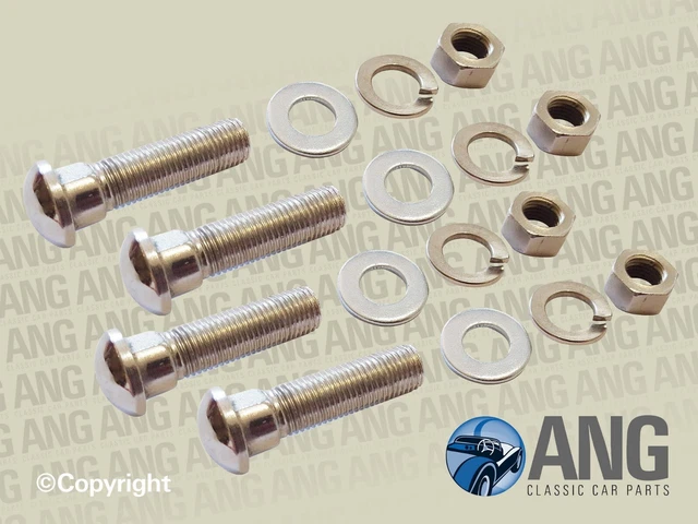 MGA, MGB, MGB-GT, MGC, MGC-GT, MIDGET CHROME BUMPER MOUNTING BOLTS x 4 ...
