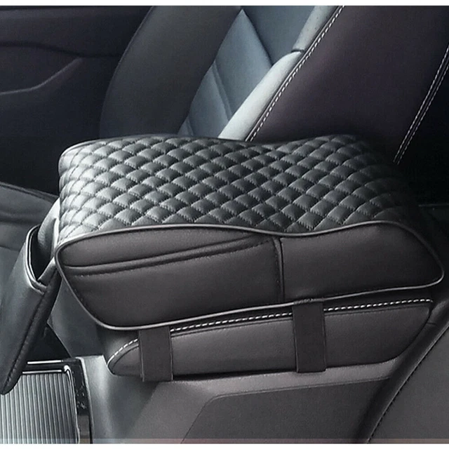 UNIVERSAL CAR BLACK PU Leather Armrest Pad Center Console Box Cover Arm ...