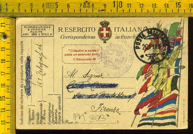 PRIMA GUERRA FRANCHIGIA Posta Militare 4 Telegrafisti x Firenze pm 863 EUR 3,49 - PicClick FR