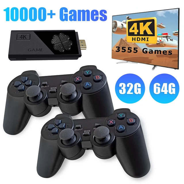 WIRELESS HDMI TV Game Stick Console 10000+ Built-in Games w/ 2 Wireless ...