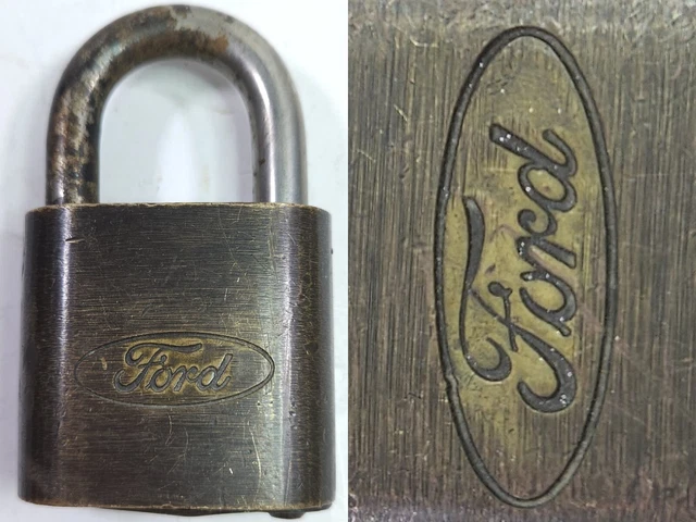 VTG OEM FORD Script Padlock Lock Bronco Spare Tire SOLID BRASS - NO KEY ...