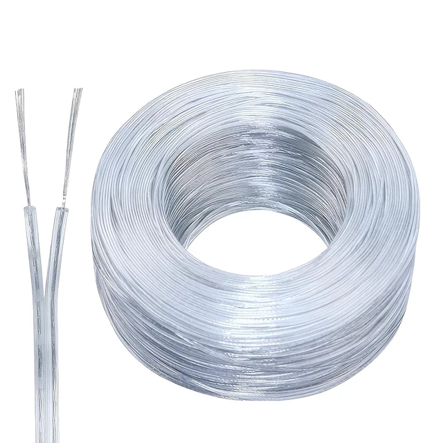 10 METER 28AWG Electrical Wire Clear 2 Core Flat Wire PVC Mains Power ...