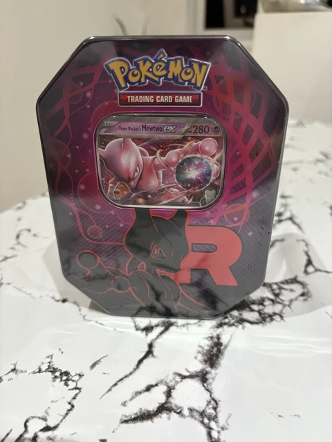 POKEMON DESTINED RIVALS Team Rocket Mewtwo Tin TCG Cards In Hand Ready ...