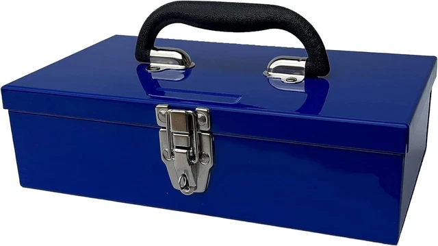 PORTABLE CARPENTER METAL Tool Box with Latch, Small Parts Box, Sockets ...