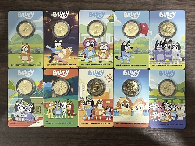 IN-HAND 2024 BLUEY Coins Complete Set Of 10 - $1 Bluey Bucks FREE ...