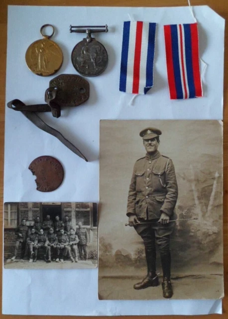 WW1 BRITISH WAR & Victory medals/ Dog tags/photos SE-15192 SJT H.P WEBB ...