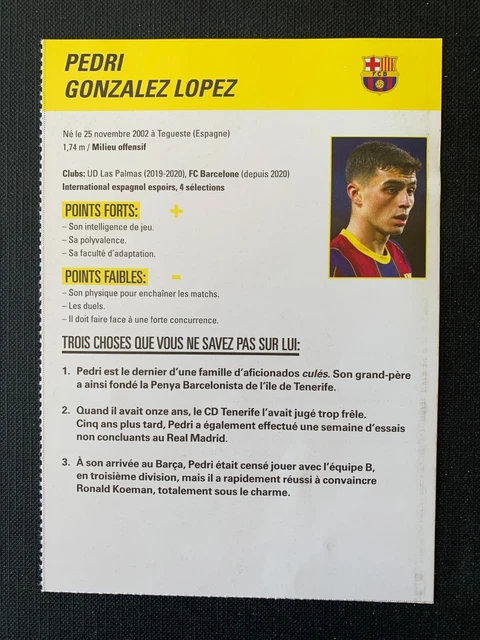 PEDRI, FC BARCELONE, Spain, Rare Football Rookie Card So Foot (Gayre83 ...