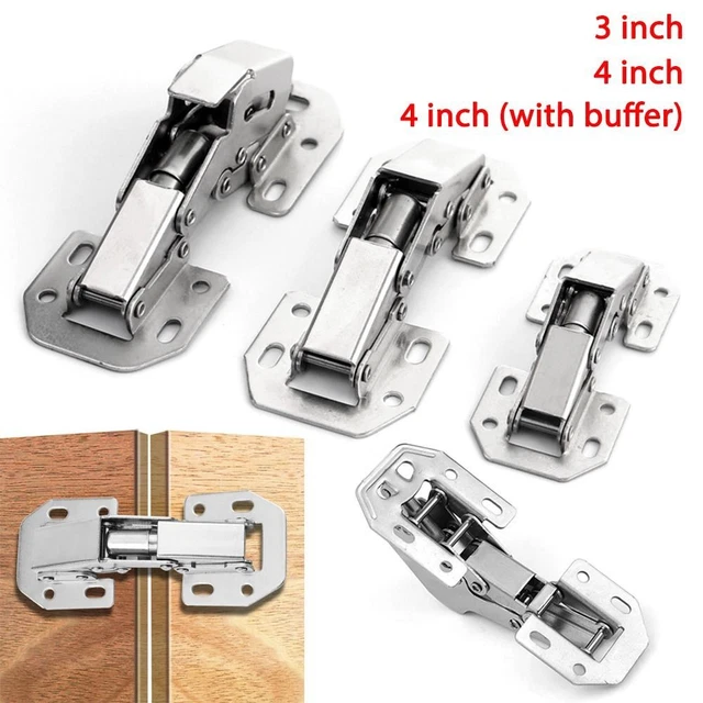 SOFT CLOSE SPRING Hinges No Pre-drilled Furniture Hinge Damper Buffer ...