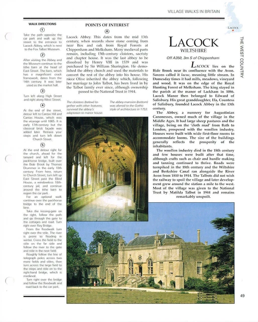 LACOCK WILTSHIRE VINTAGE Walking Route & Map circa 1991 #49-50 £3.49 ...